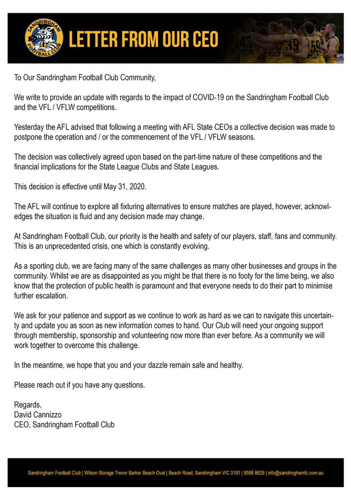 COVID-19 Letter from Our CEO